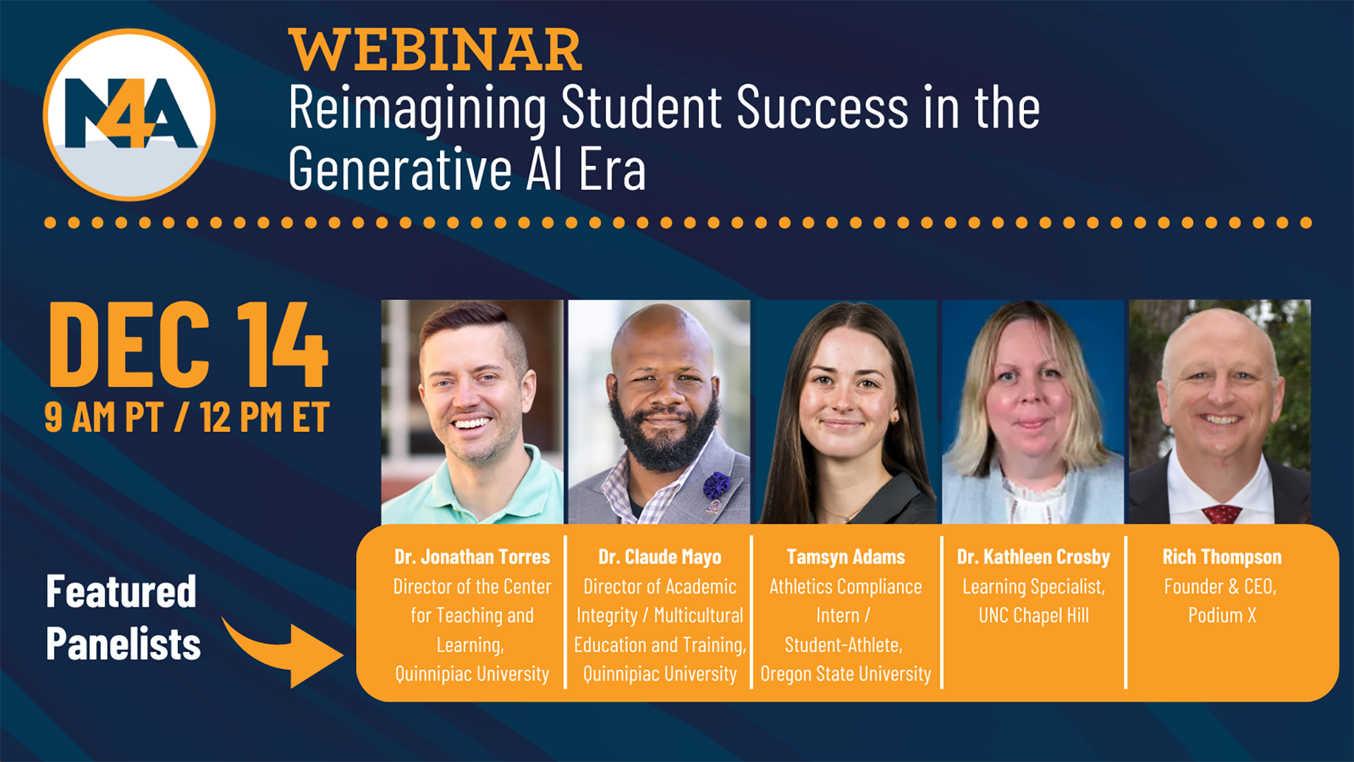 N4A Announces Next Webinar - National Association of Collegiate ...