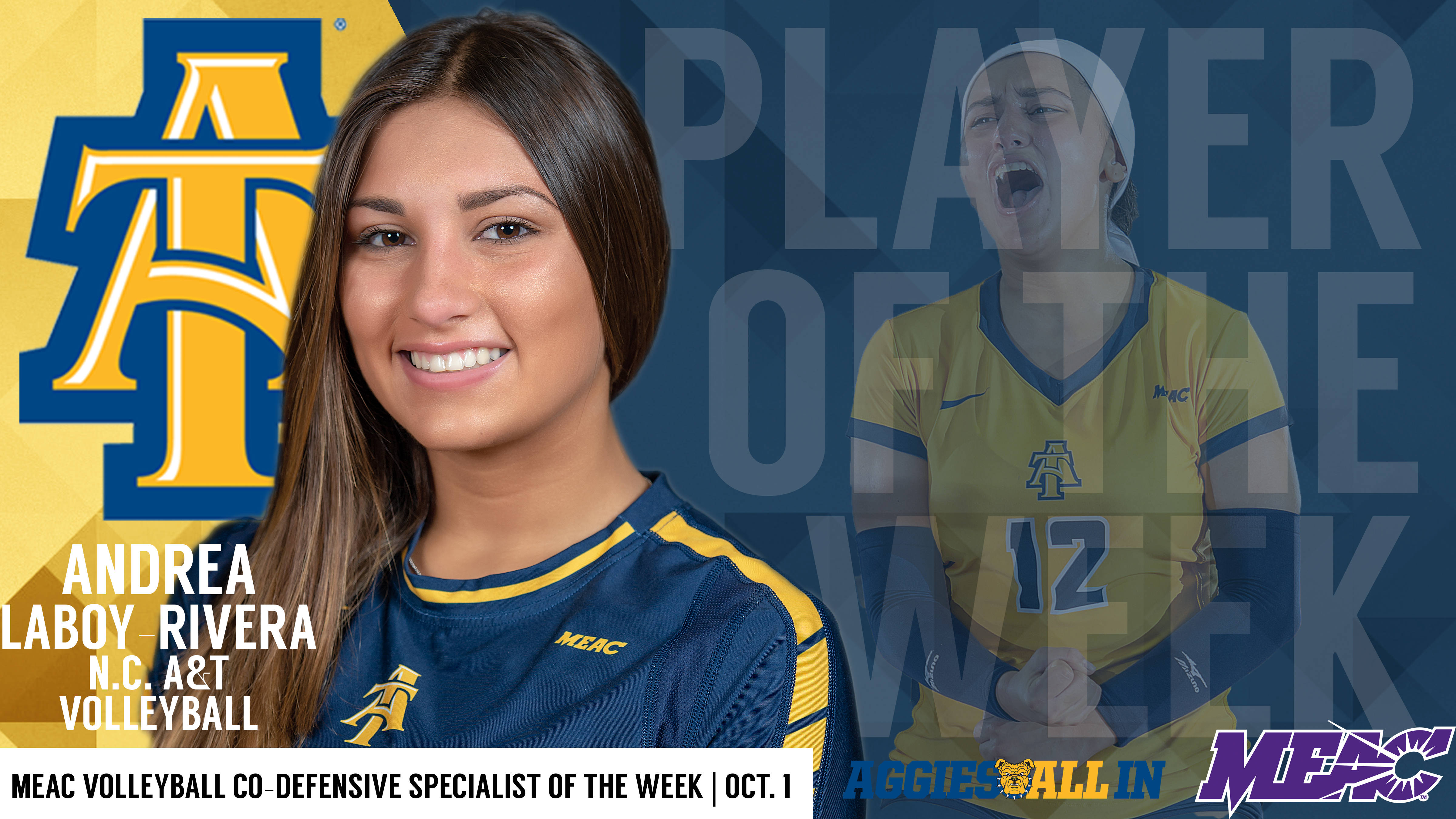 Pitt, Laboy-Rivera Earn Volleyball Weekly Honors - North Carolina A&T