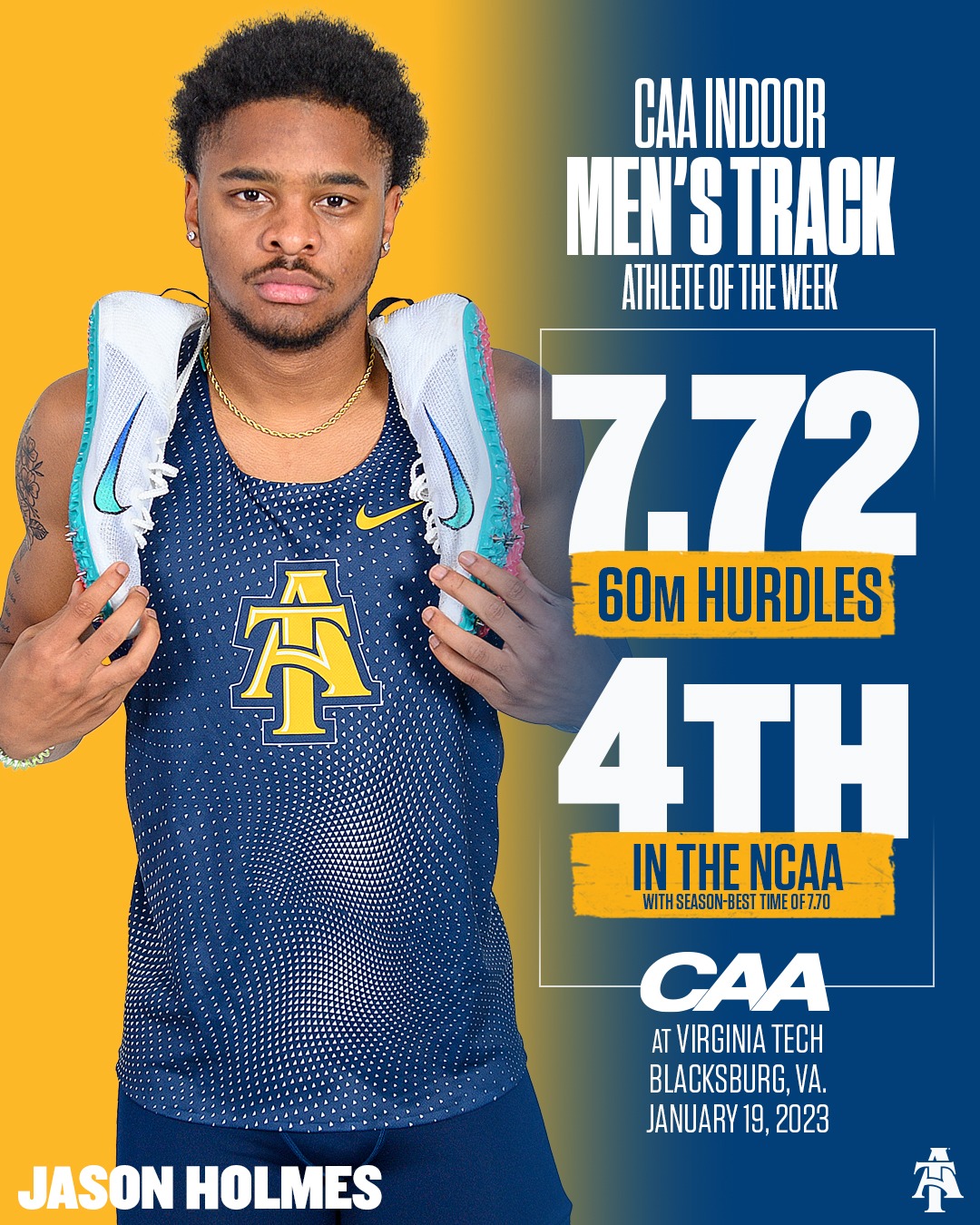 Holmes Earns His Second Men's Indoor Athlete of the Week Honor - North ...