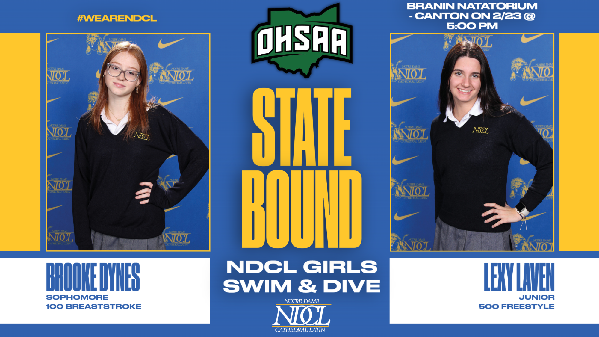 Laven, Dynes Qualify for State Swim Meet - Notre Dame-Cathedral Latin ...