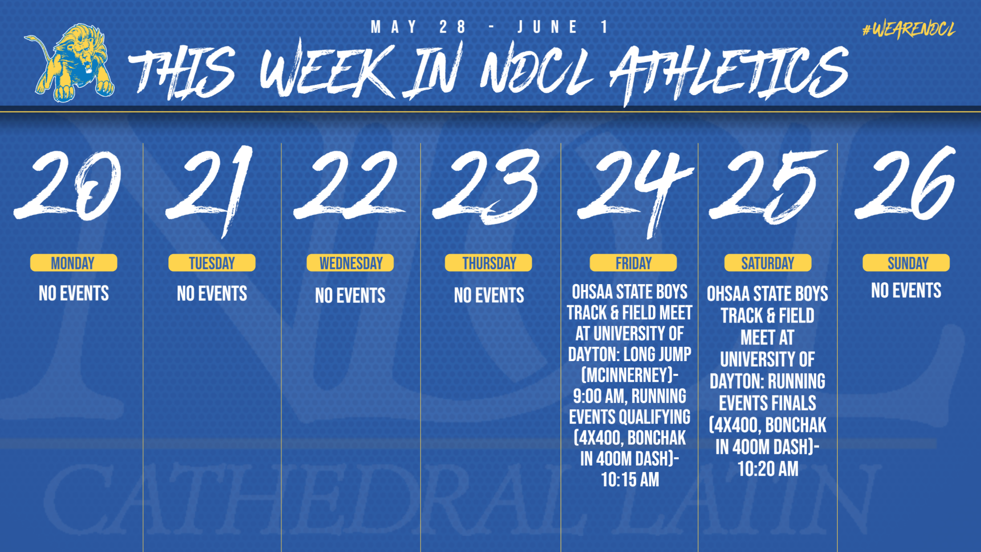NDCL Athletics Top Performers: Week of May 20th - Notre Dame-Cathedral ...