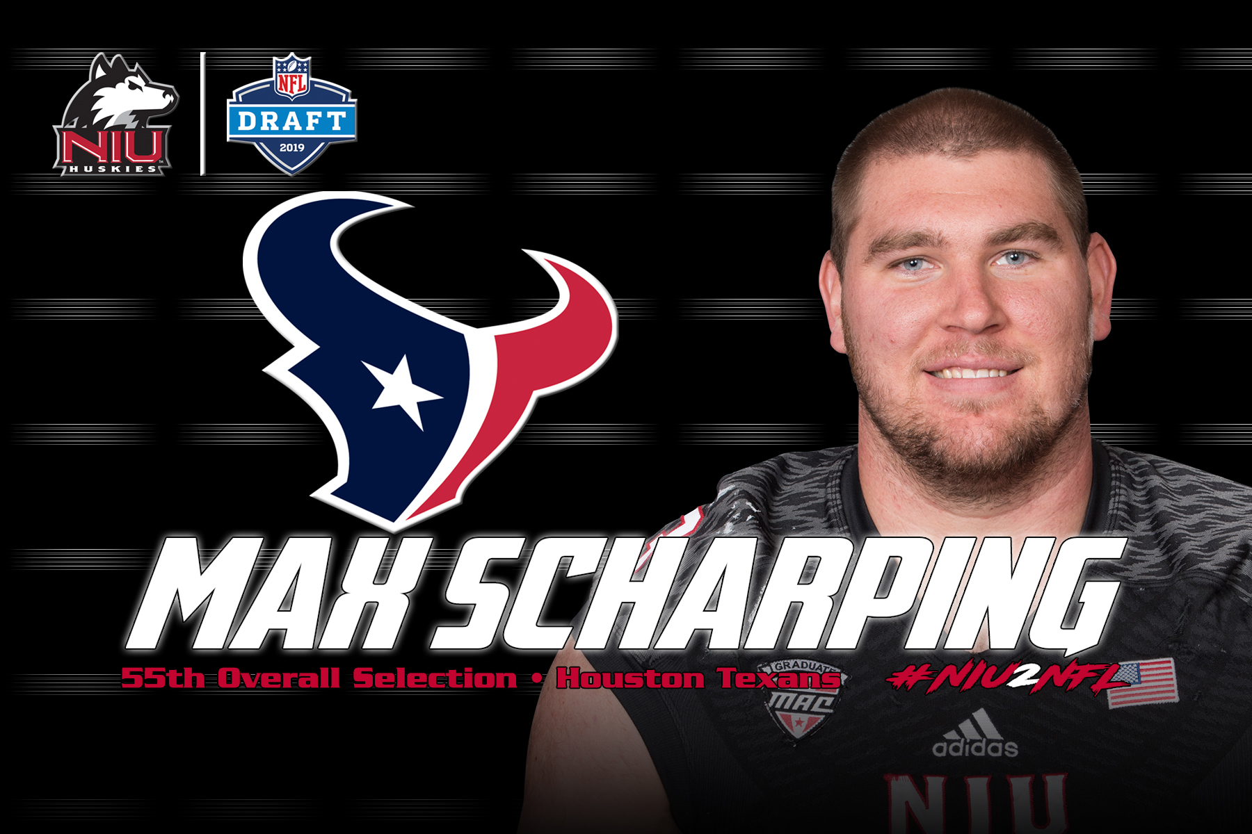 Max Scharping Selected by Houston Texans - NIU Athletics