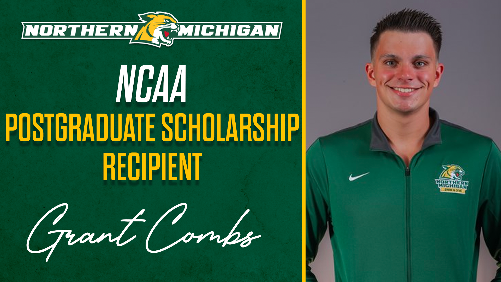 Grant Combs Awarded NCAA Postgraduate Scholarship - Northern Michigan ...