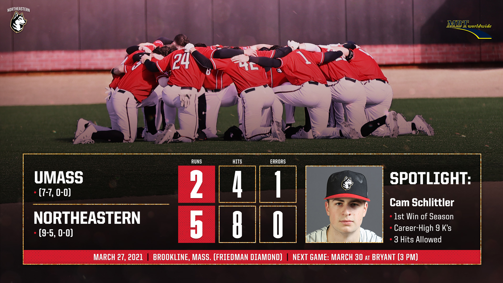 Northeastern Rallies for Sweep over UMass - Northeastern University ...