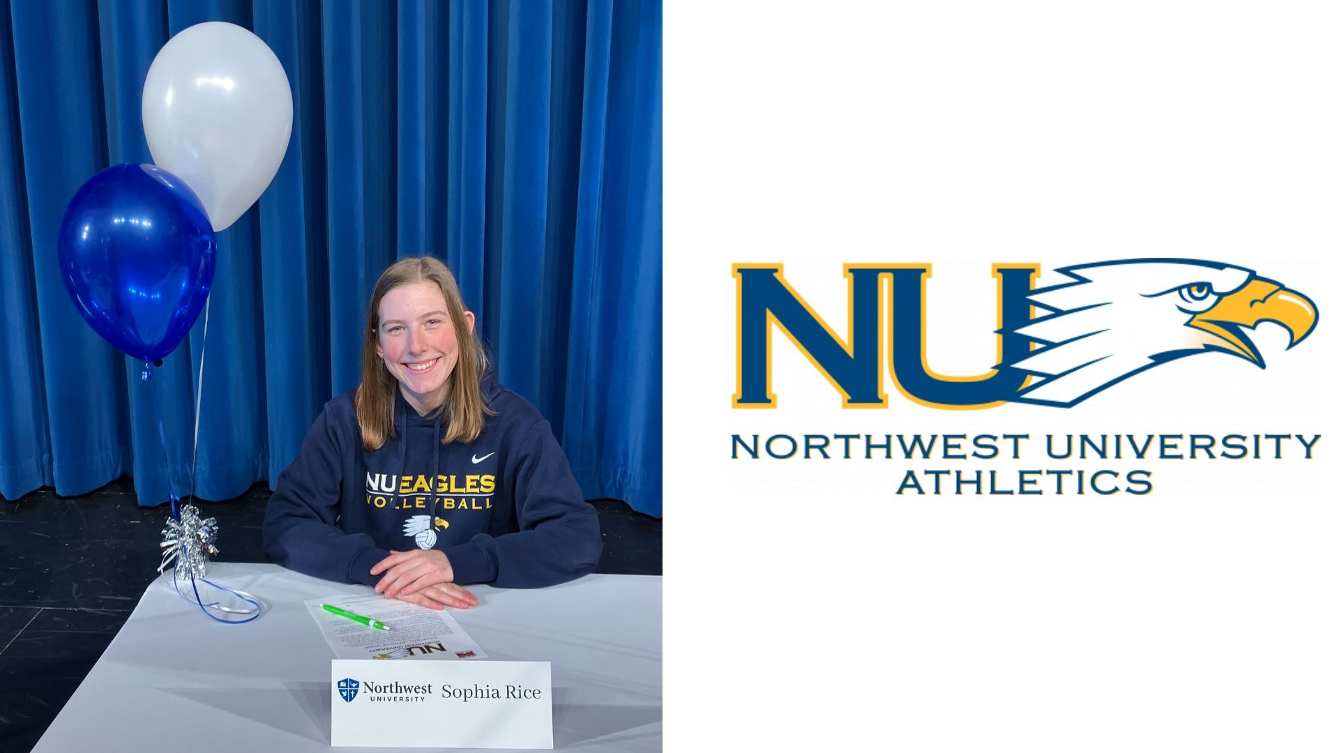 Indoor and Beach Volleyball Sign Sophia Rice - Northwest University ...