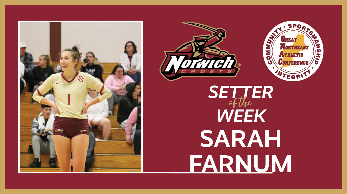 Volleyball: Farnum Captures Setter of the Week - Norwich University