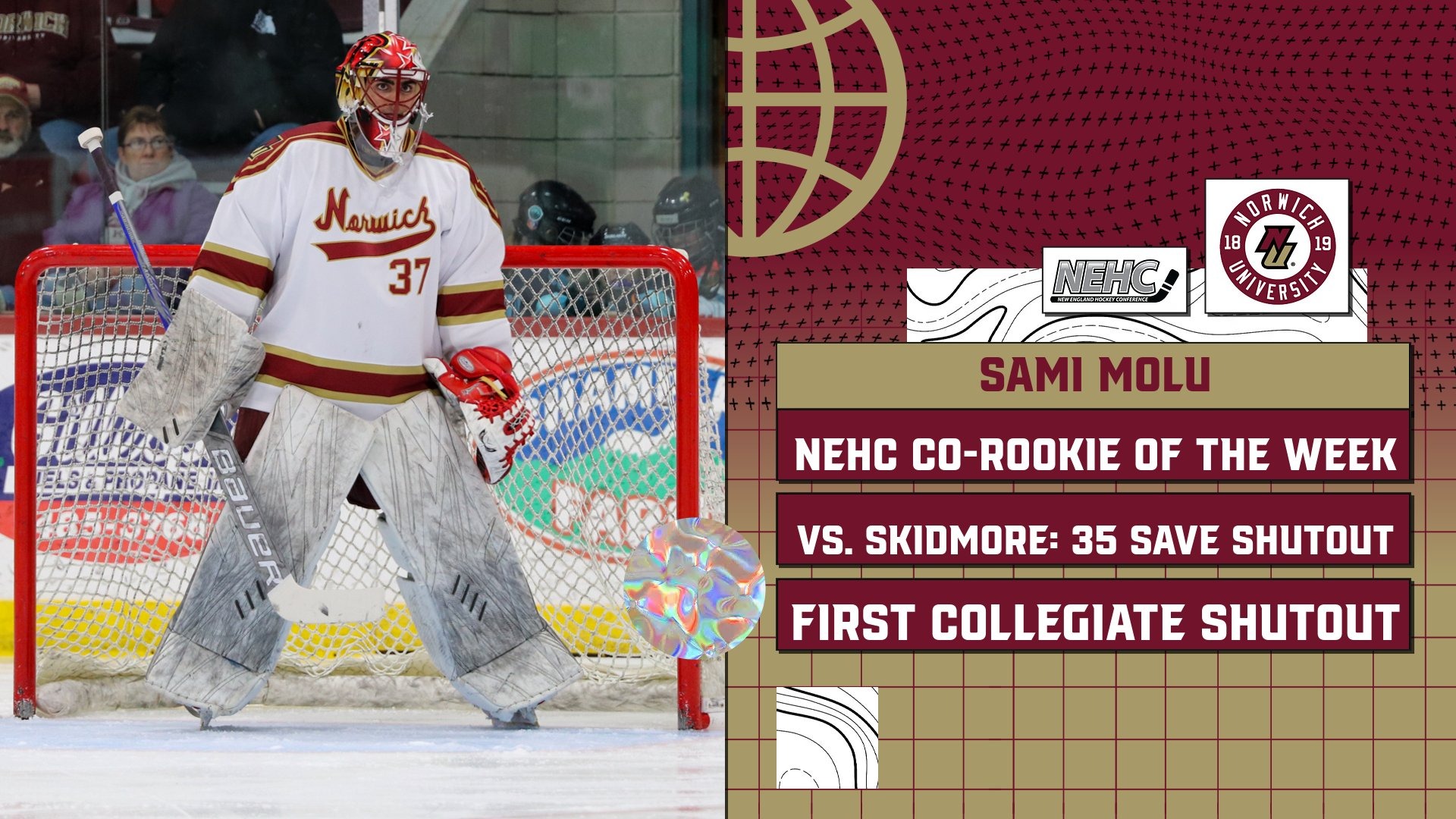 Men's Ice Hockey: Molu's Shutout Earns Co-Rookie of the Week Honors ...
