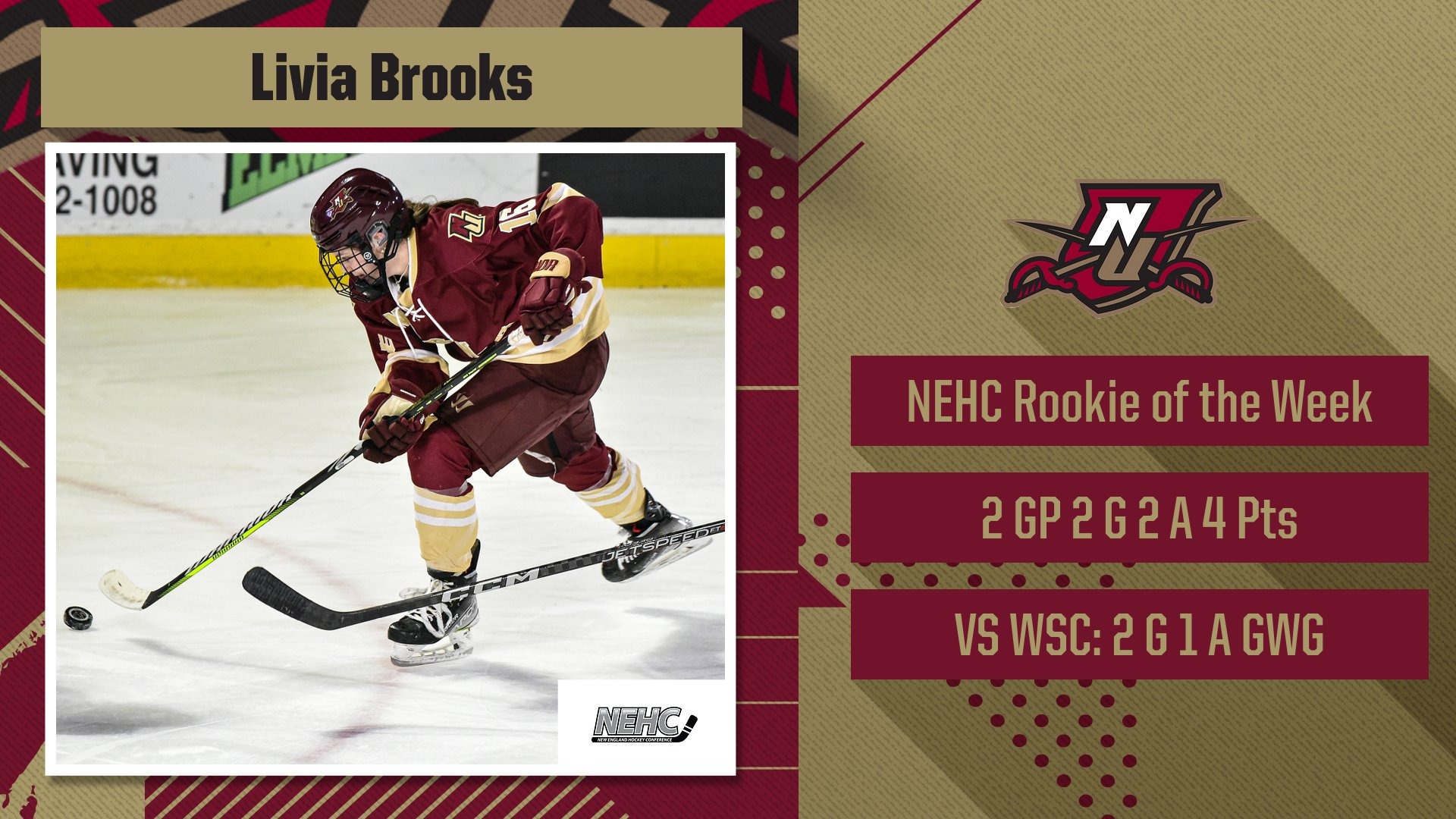Women's Ice Hockey: Brooks Dubbed Rookie of the Week, Clark Earns Honor ...