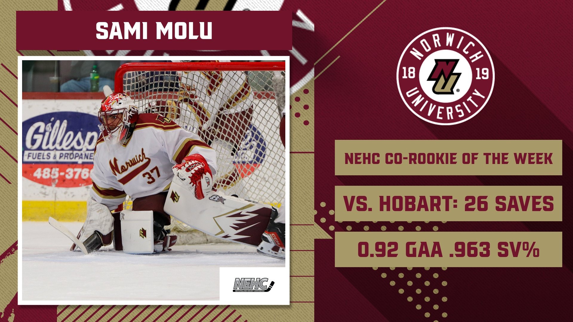 Men's Ice Hockey: Molu Tabbed Co-Rookie of the Week, Doggett Earns ...