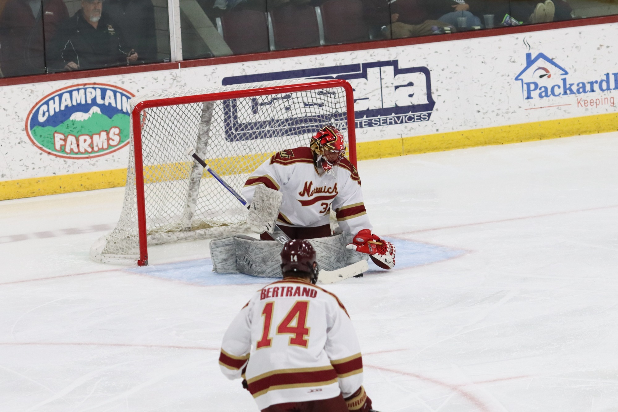 Men's Ice Hockey: Molu Stops 35 in Loss to Beacons - Norwich University