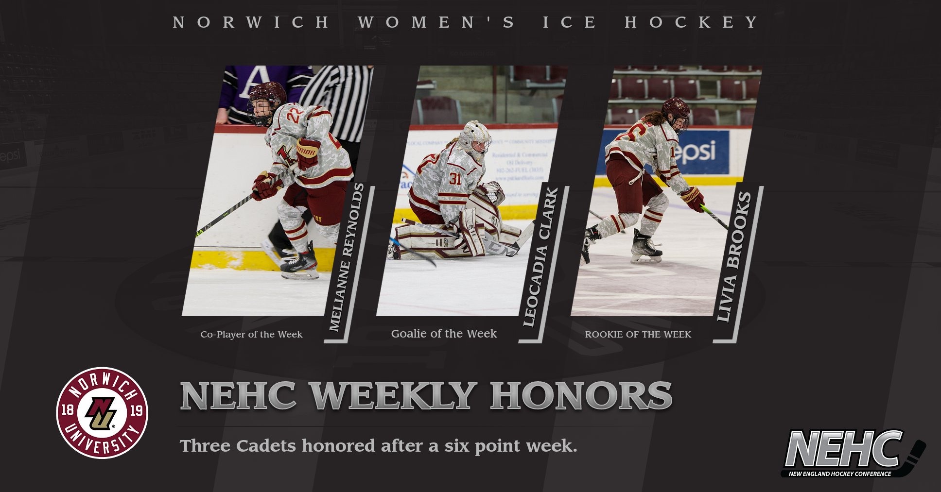 Women's Ice Hockey: Reynolds, Clark, Brooks Earn NEHC Weekly Honors ...