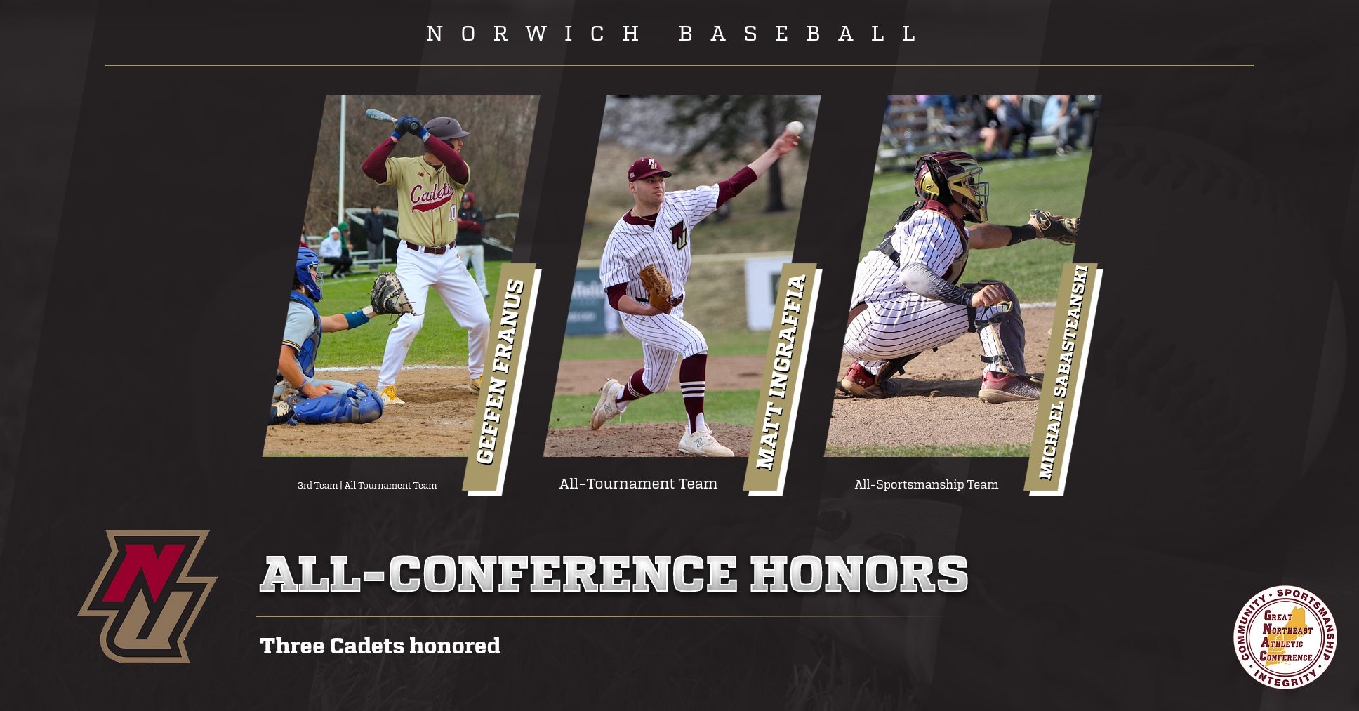 Baseball: Three Cadets Earn GNAC Postseason Honors - Norwich University