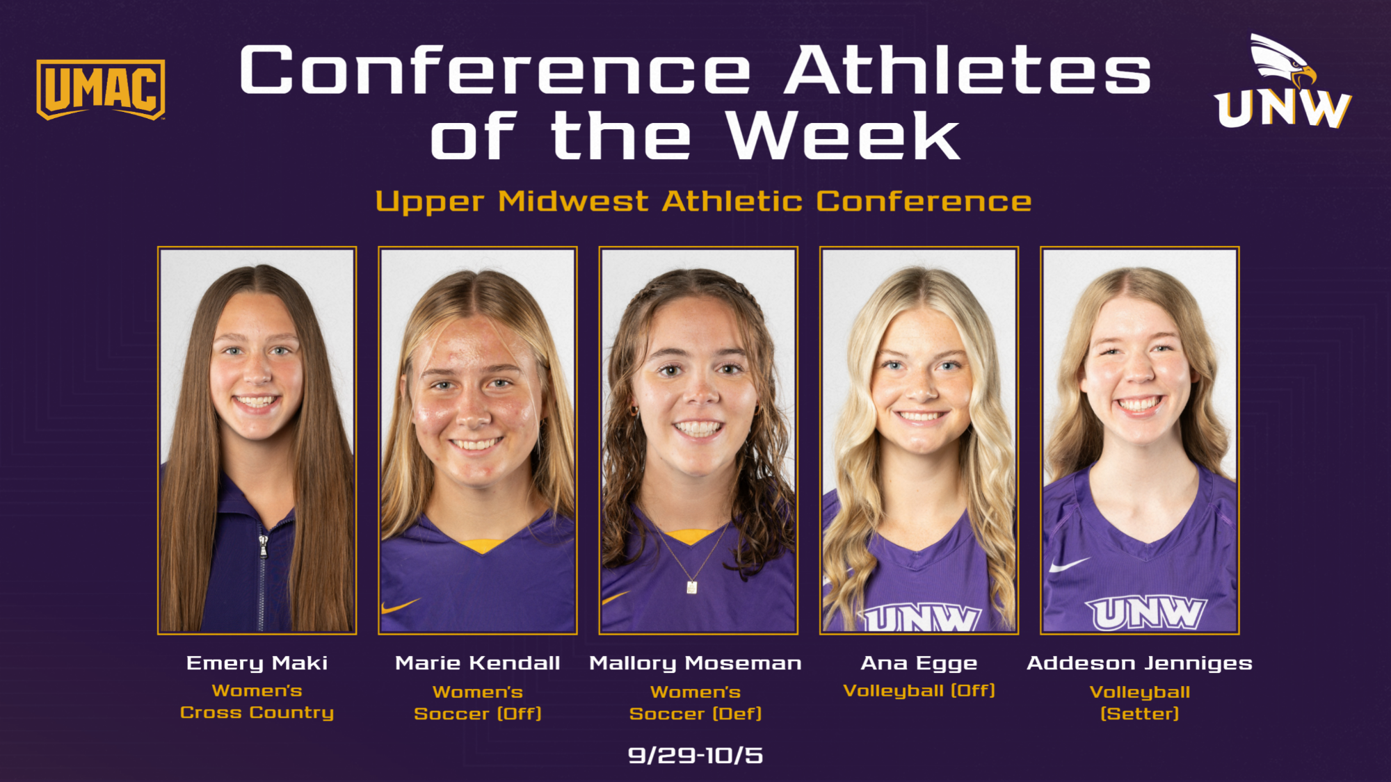 Four Eagles Named UMAC Athlete of the Week - University of Northwestern ...