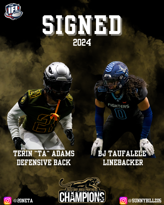 LB Taufalele and DB Adams Sign with Bay Area - Bay Area Panthers