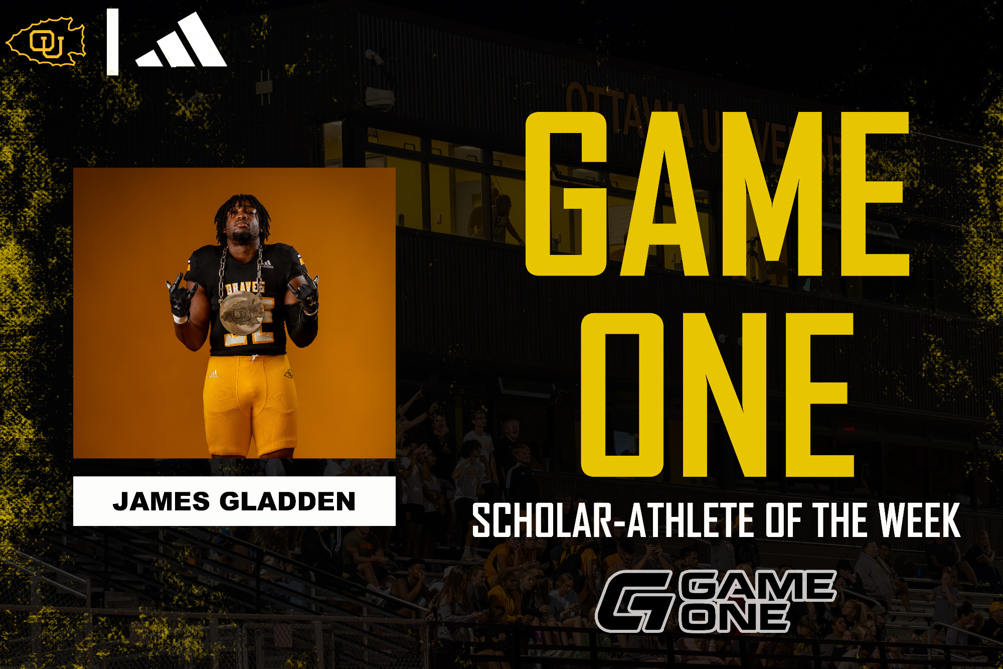 Gladden Named Game One/adidas Scholar Athlete of the Week - Ottawa ...