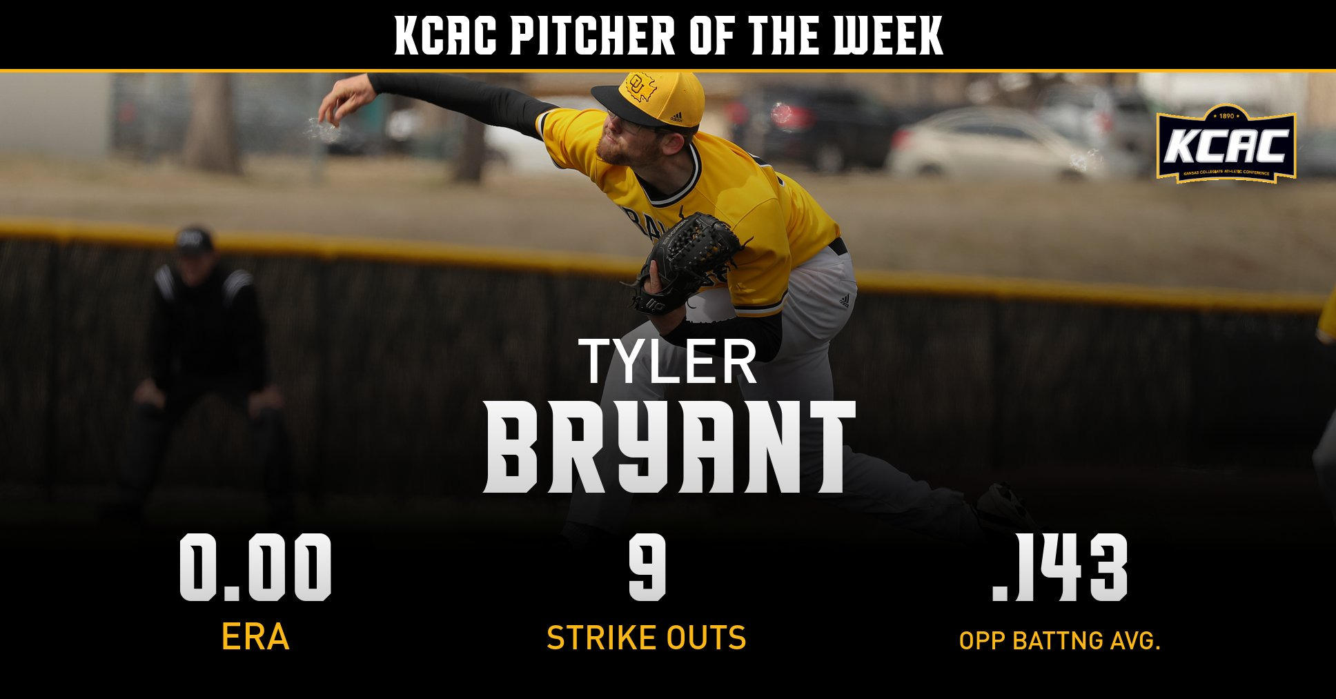 Bryant Earns Third KCAC Pitcher of the Week Honor - Ottawa University