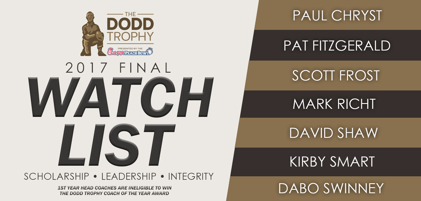 The Dodd Trophy Announces 2017 Finalists - Peach Bowl