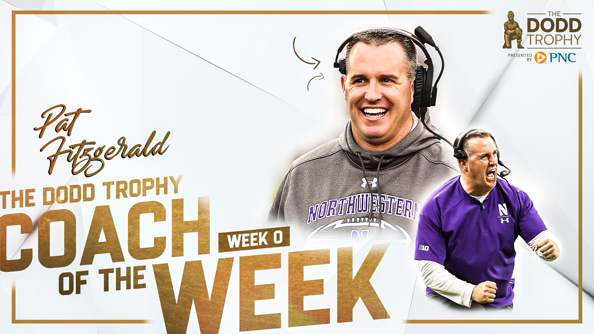Pat Fitzgerald Named Dodd Trophy Coach of the Week - Peach Bowl