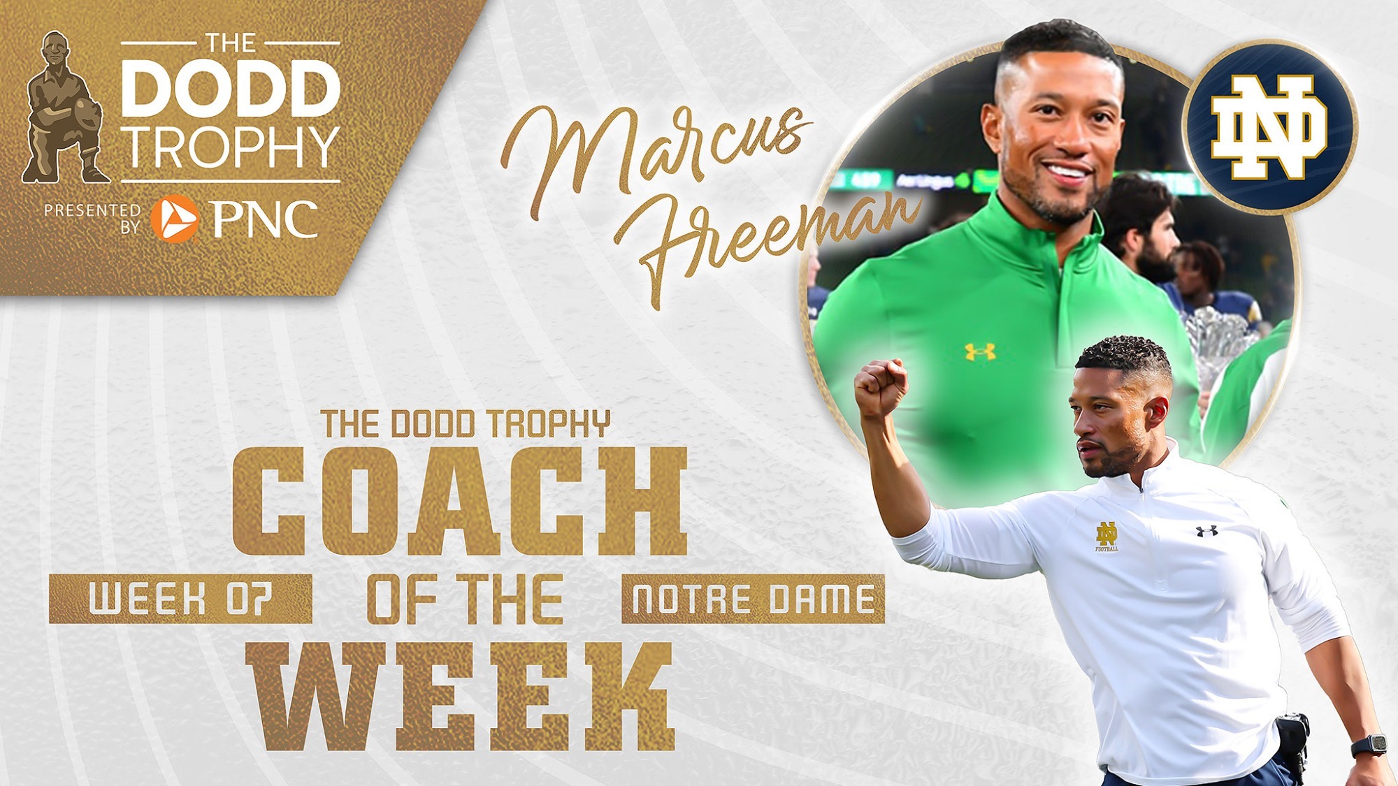 Marcus Freeman Named Dodd Trophy Coach of the Week - Peach Bowl