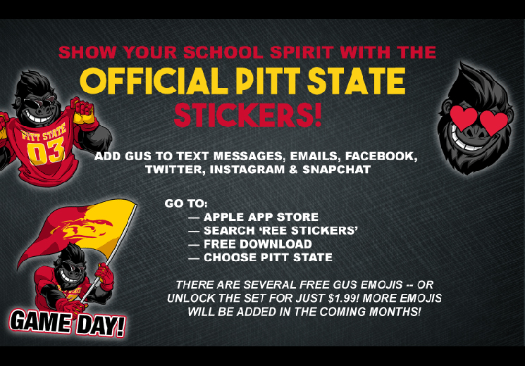 Customized Gus Gorilla Emojis Now Available - Pittsburg State ...