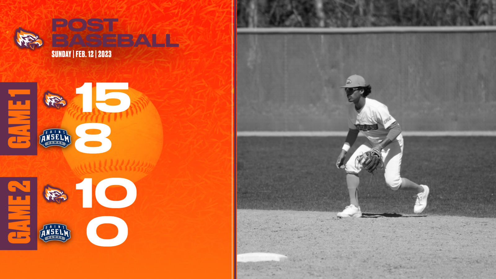 Baseball Sweep Saint Anselm In Doubleheader - Post University Athletics