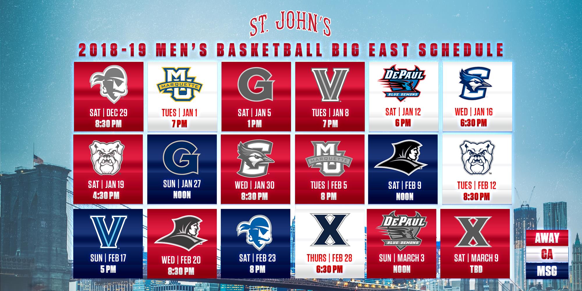 Full 2018-19 Men’s Basketball Scheduled Revealed - St. John's ...