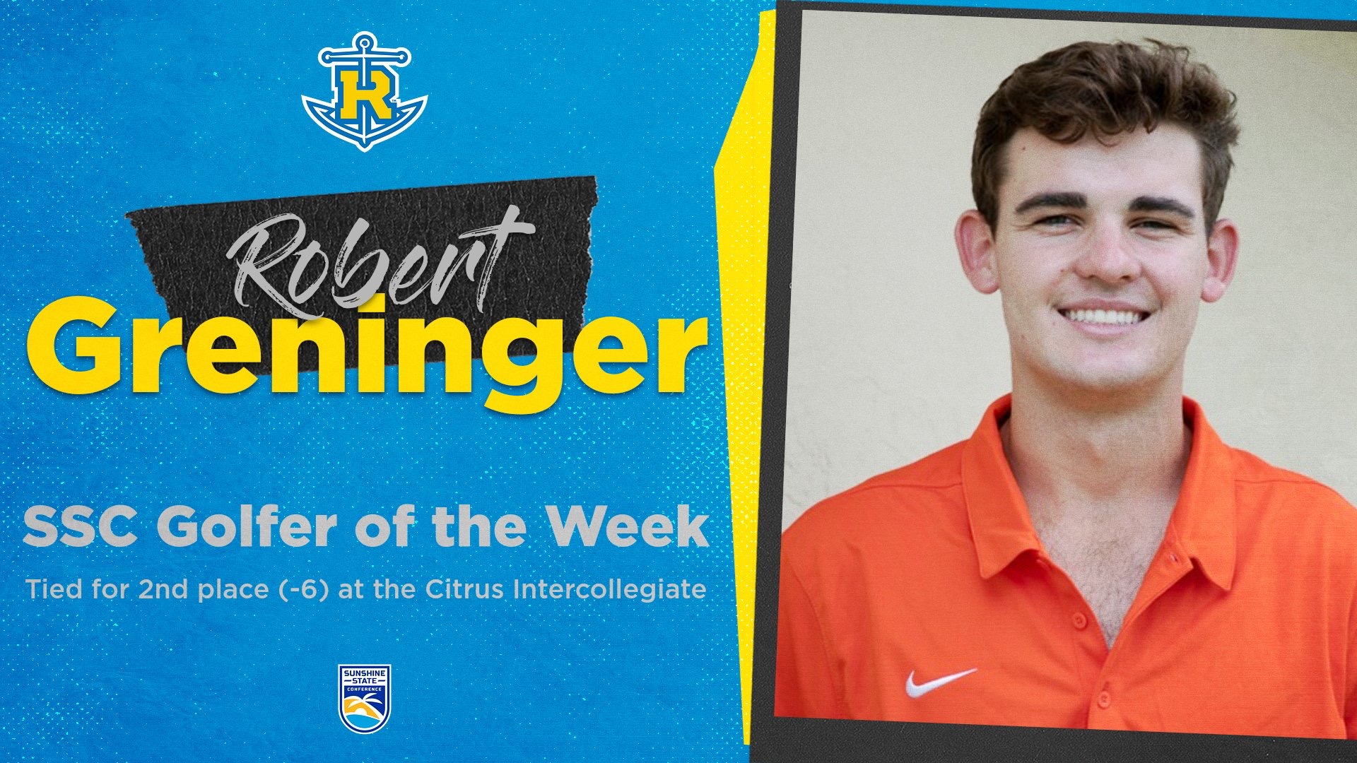 Greninger Named SSC Men's Golfer of the Week - Rollins College