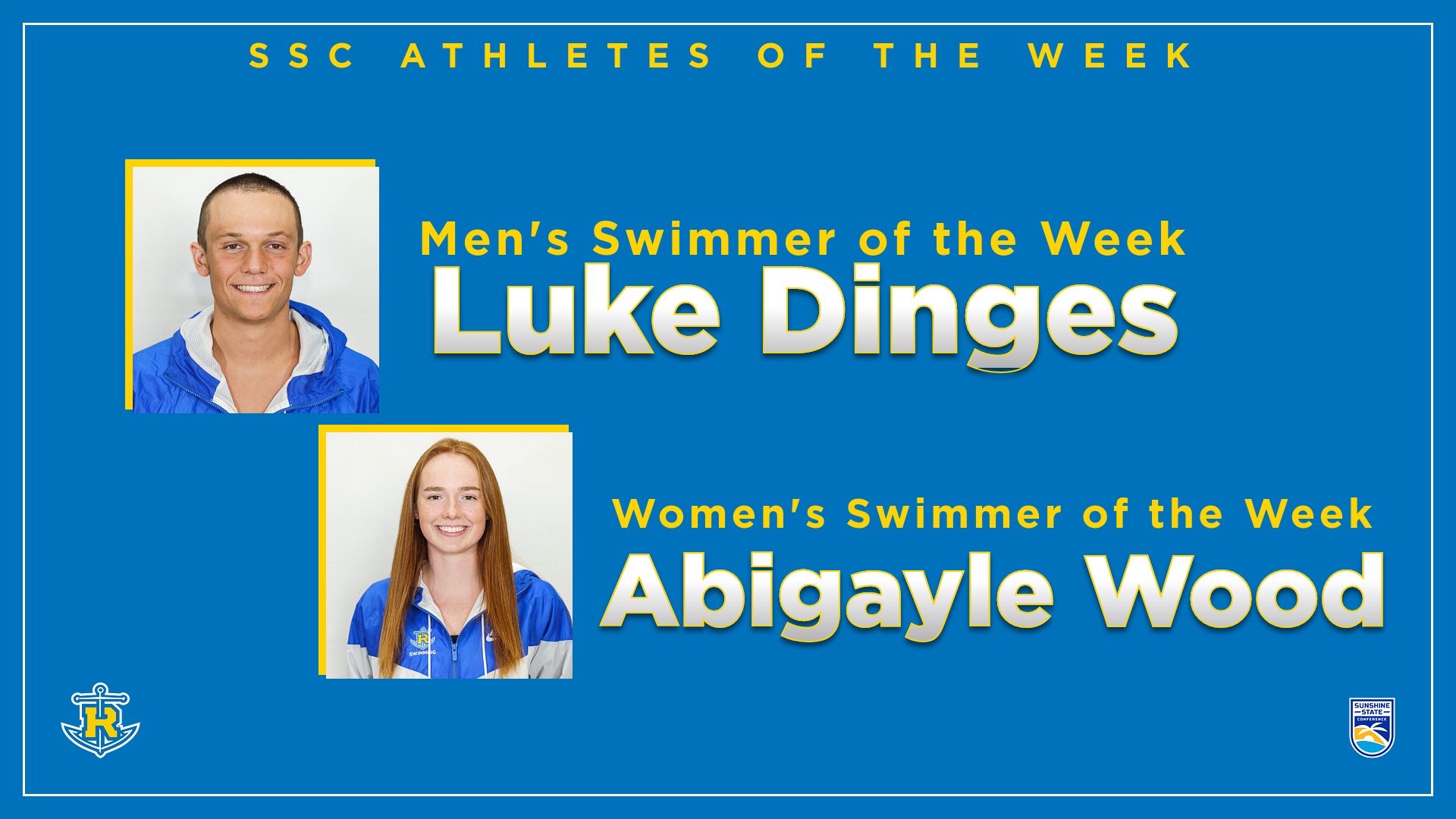 Dinges and Wood Named SSC Swimmers of the Week - Rollins College