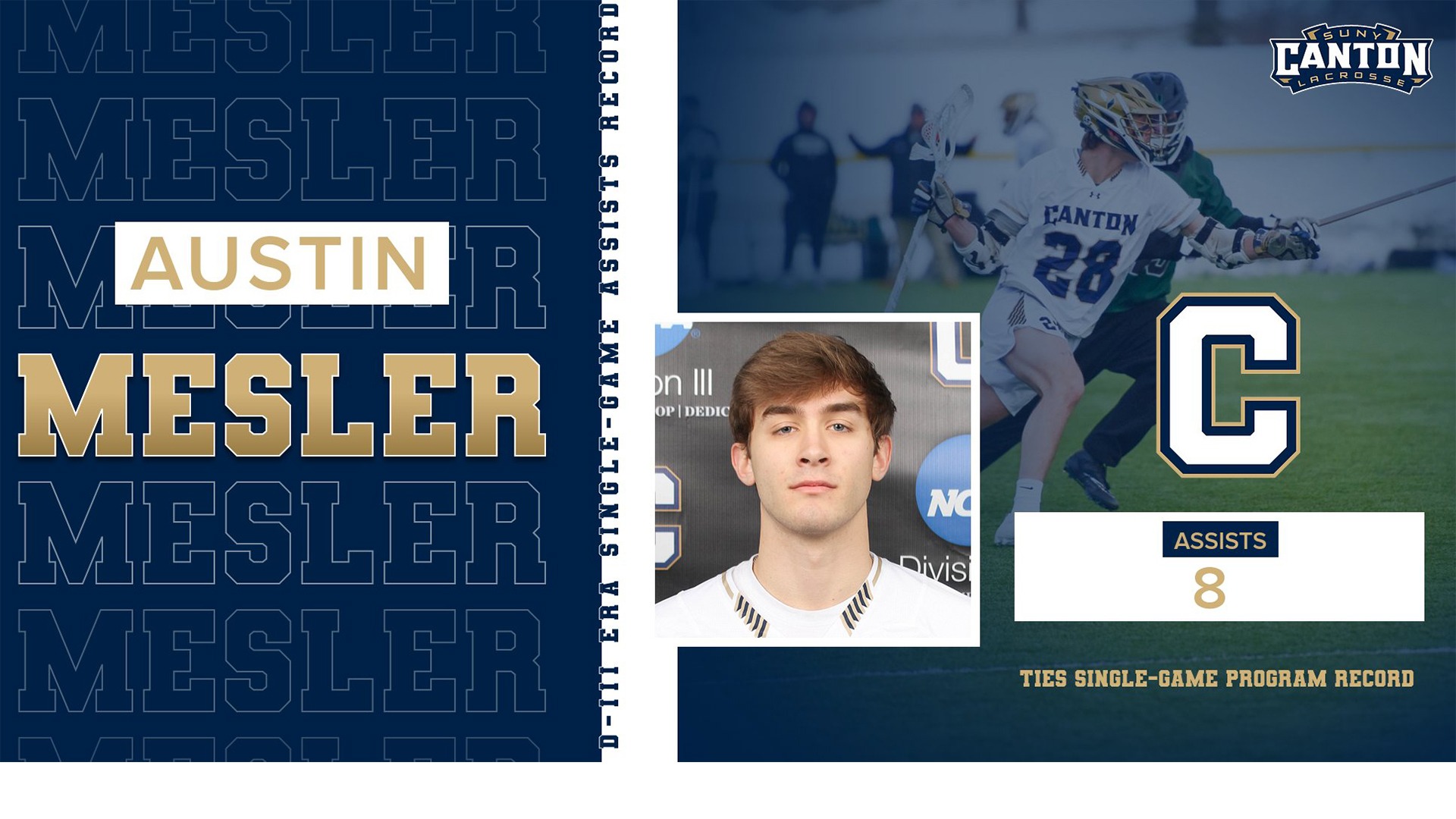 Mesler Ties Single-Game Assists Record v. Broncos - SUNY Canton Athletics