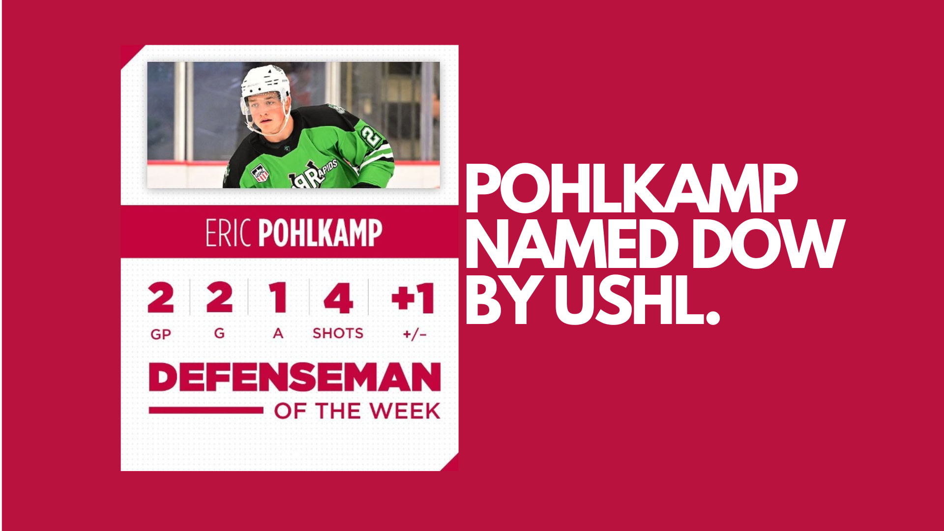 Pohlkamp Named Defenseman of the Week - Cedar Rapids RoughRiders