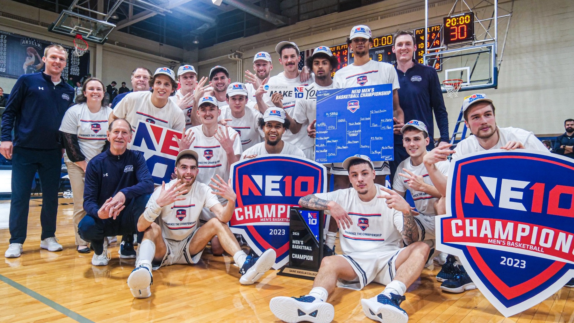 Men's basketball captures 10th NE10 postseason title - Saint Anselm College
