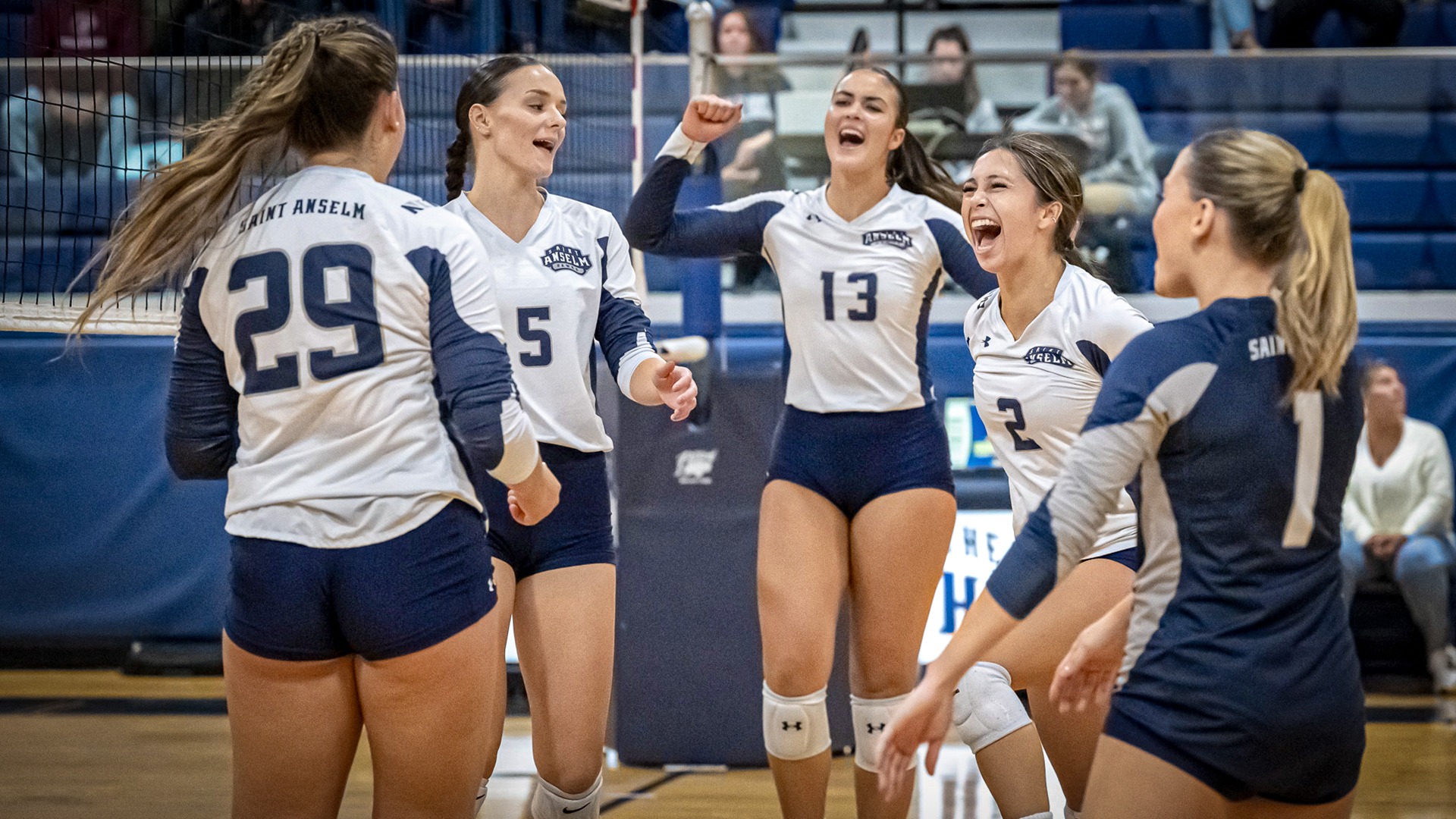 Volleyball Capture First Conference Win over Franklin Pierce University - Saint Anselm College