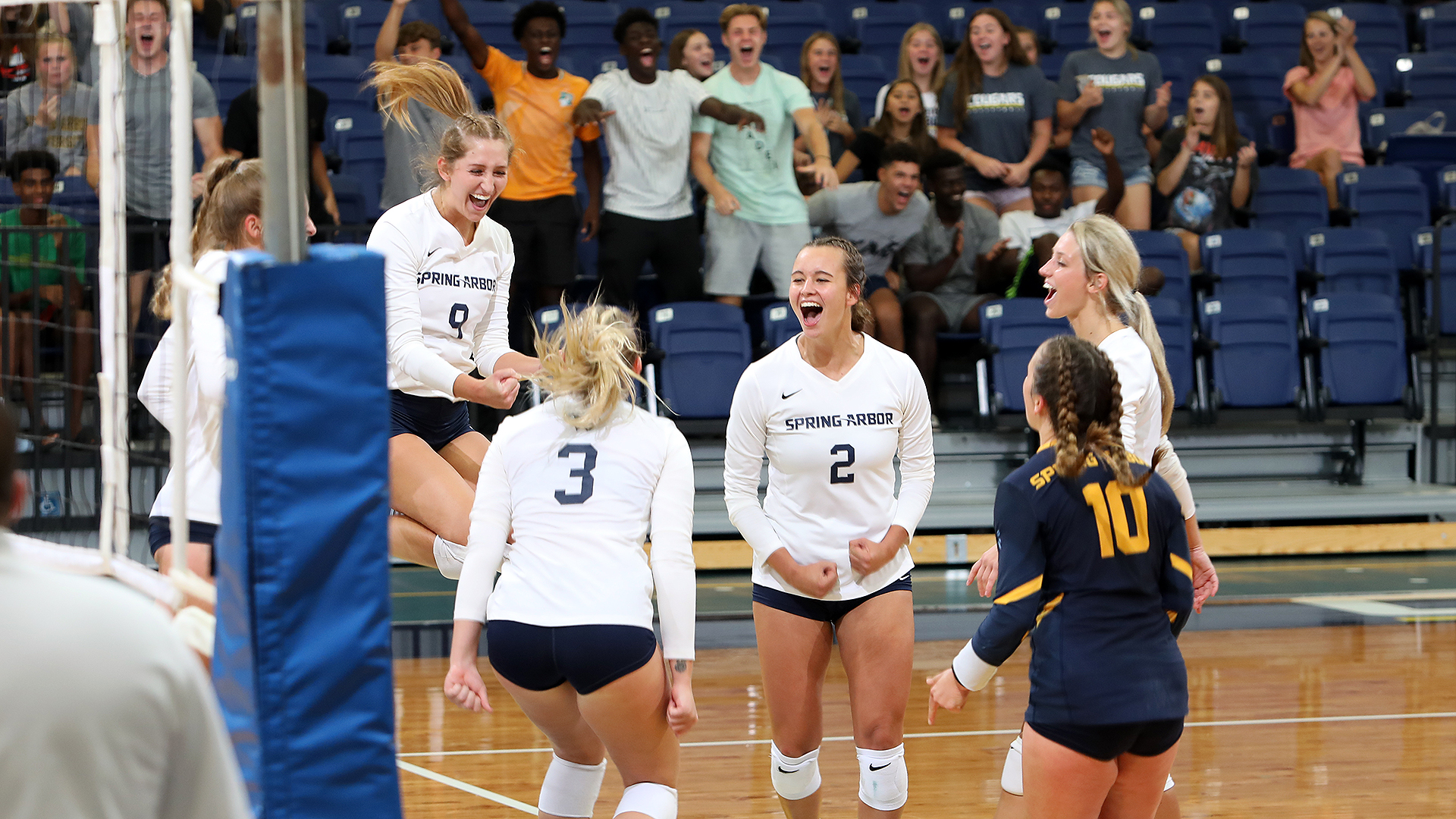 Volleyball wins in home opener - Spring Arbor University