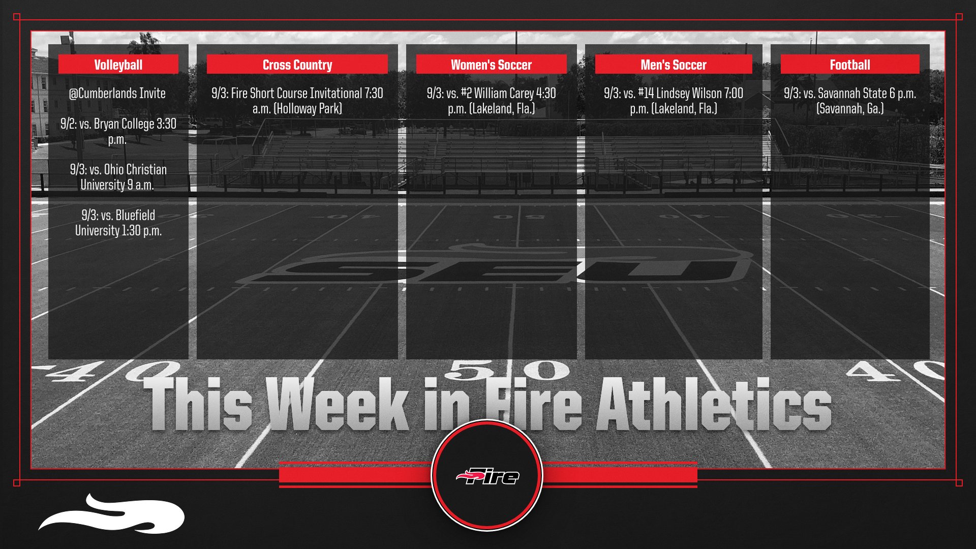 This Week in Fire Athletics 8/29-9/3 - Southeastern University Athletics