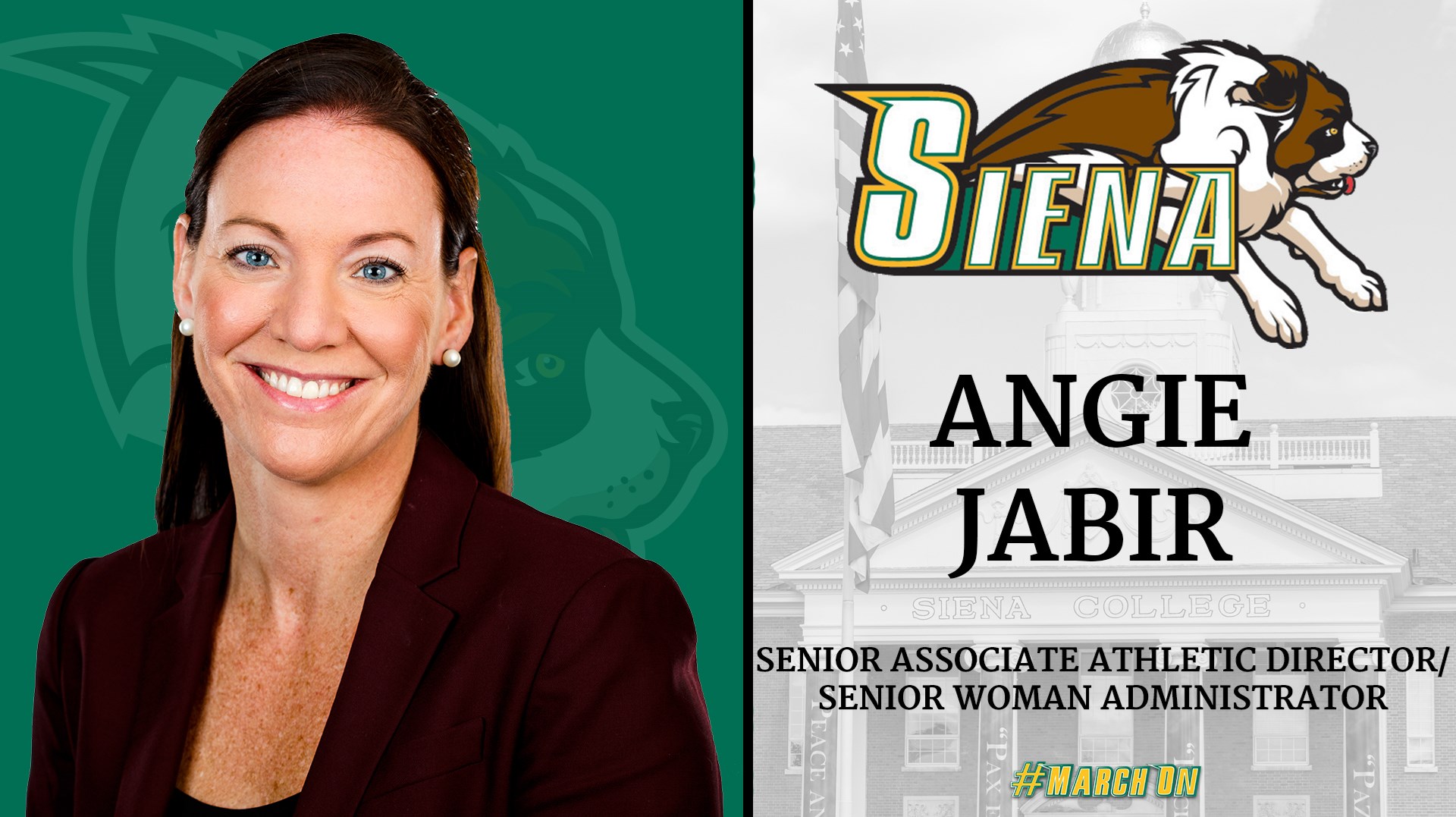 Angie Jabir Appointed Senior Associate AD/SWA - Siena College Athletics