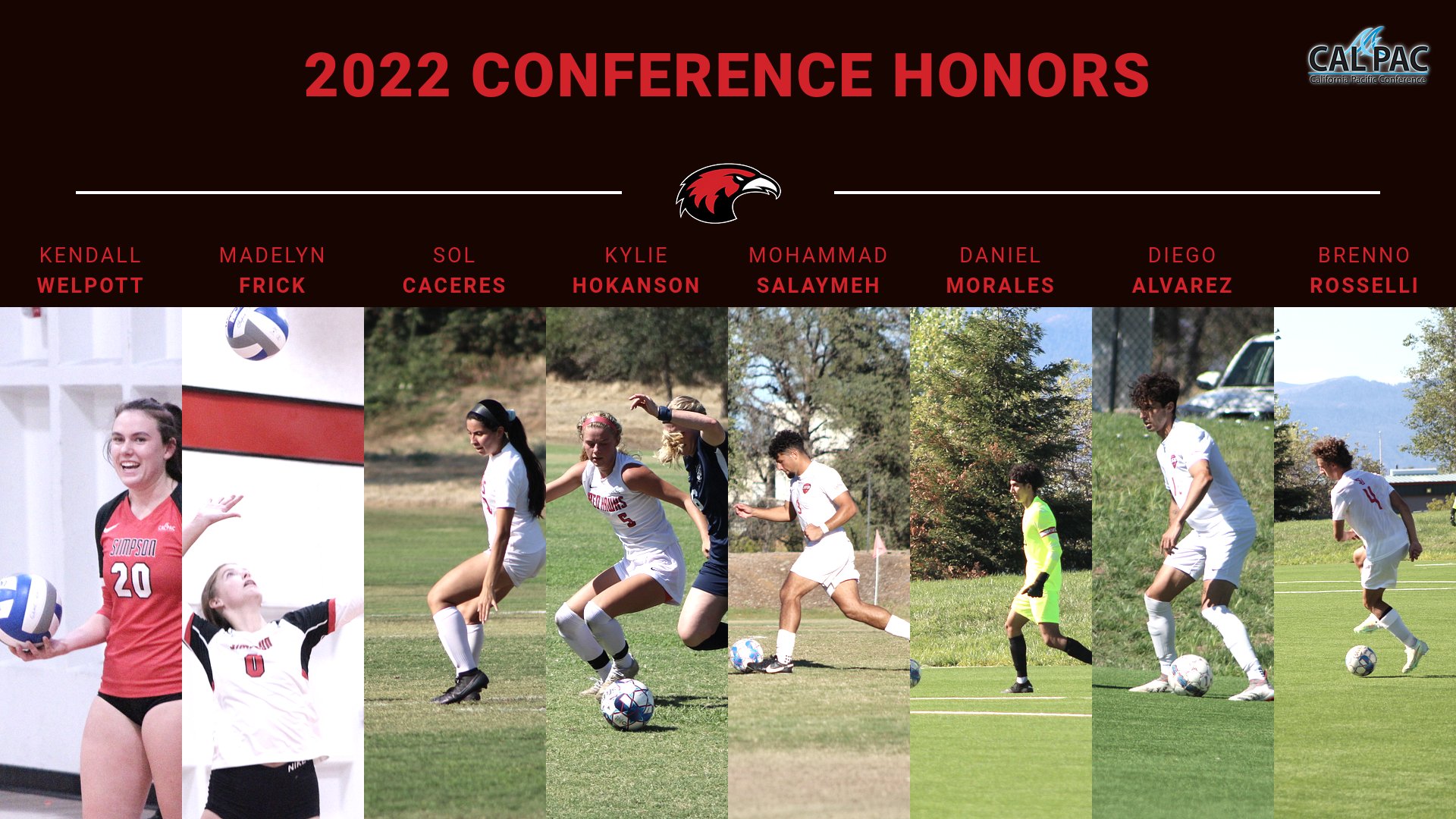 Eight Fall Athletes Earn Conference Honors - Simpson University Athletics