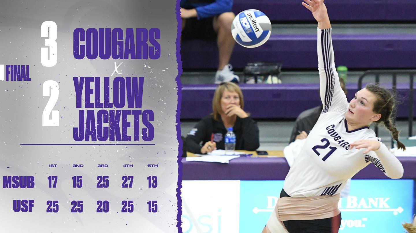 Cougar Volleyball Holds Off Yellow Jackets