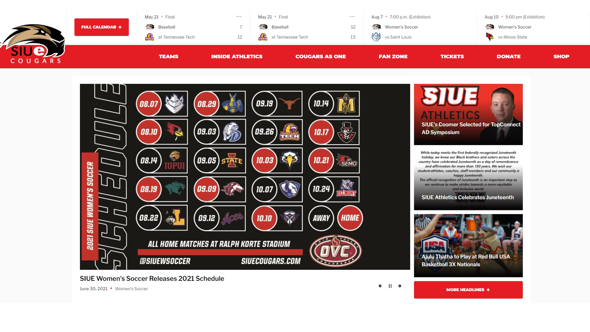 SIUE Athletics Launches All New SIUECougars.com - SIUE