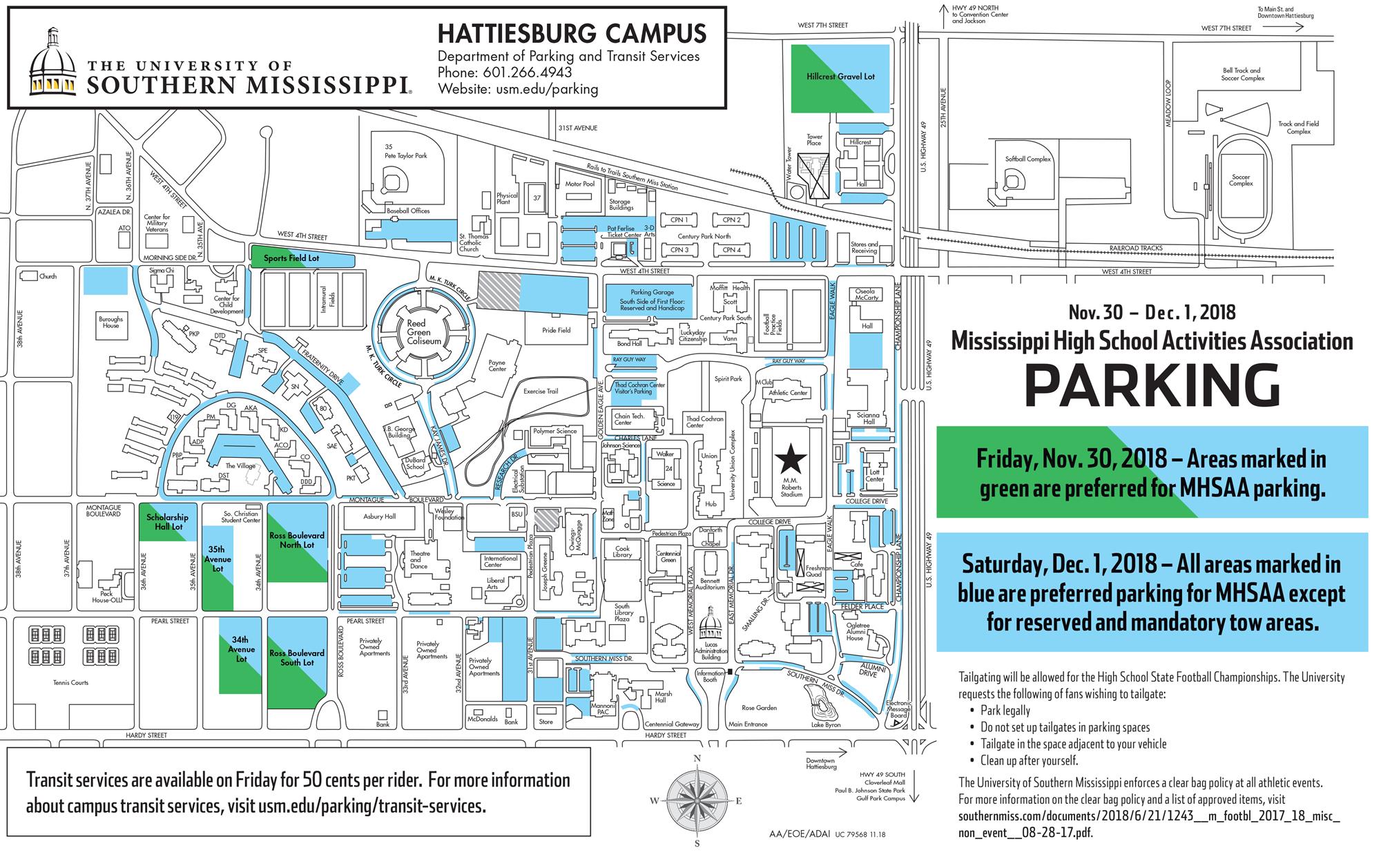 Southern Miss Announces Available Parking for MHSAA State Football ...