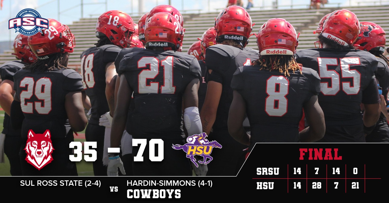 Hardin-Simmons defeats Sul Ross 70-35 - Sul Ross State University Athletics
