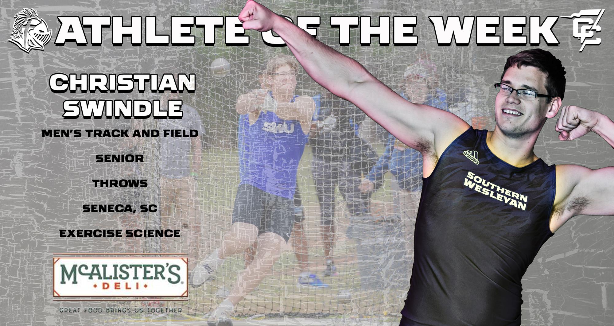 McAlister's Athlete of the Week: Christian Swindle - Southern Wesleyan ...