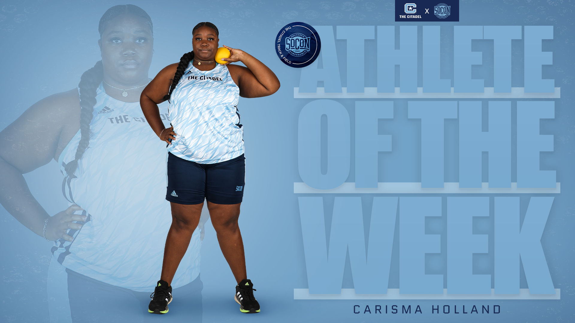 Holland repeats as SoCon Field Athlete of the Week - The Citadel Athletics
