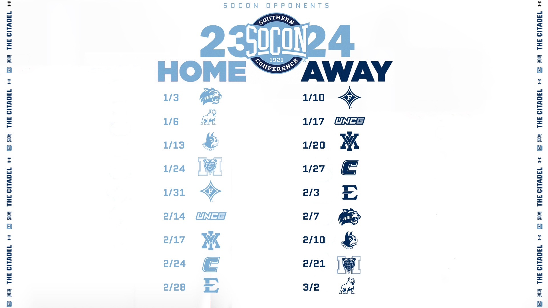 The SoCon Announces Basketball Conference Schedule - The Citadel Athletics