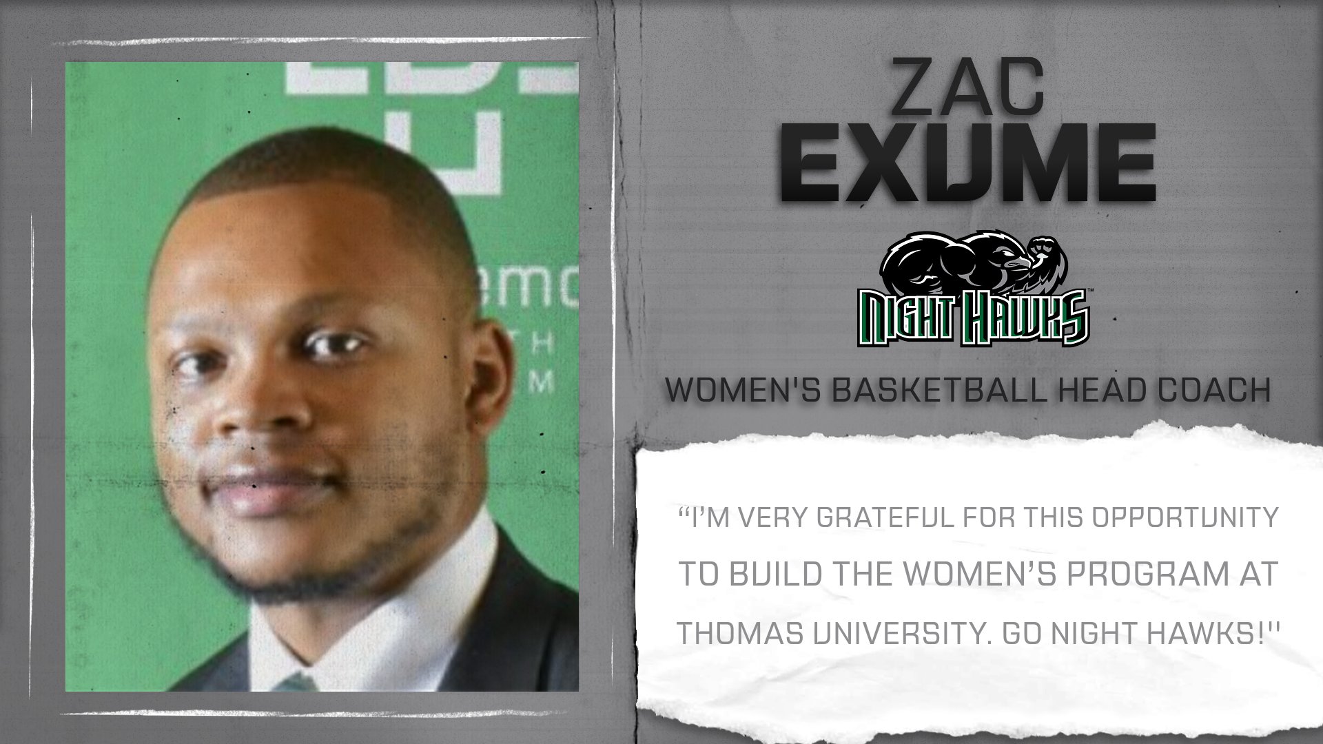 Zac Exume Named Head Women's Basketball Coach - Thomas University Athletics