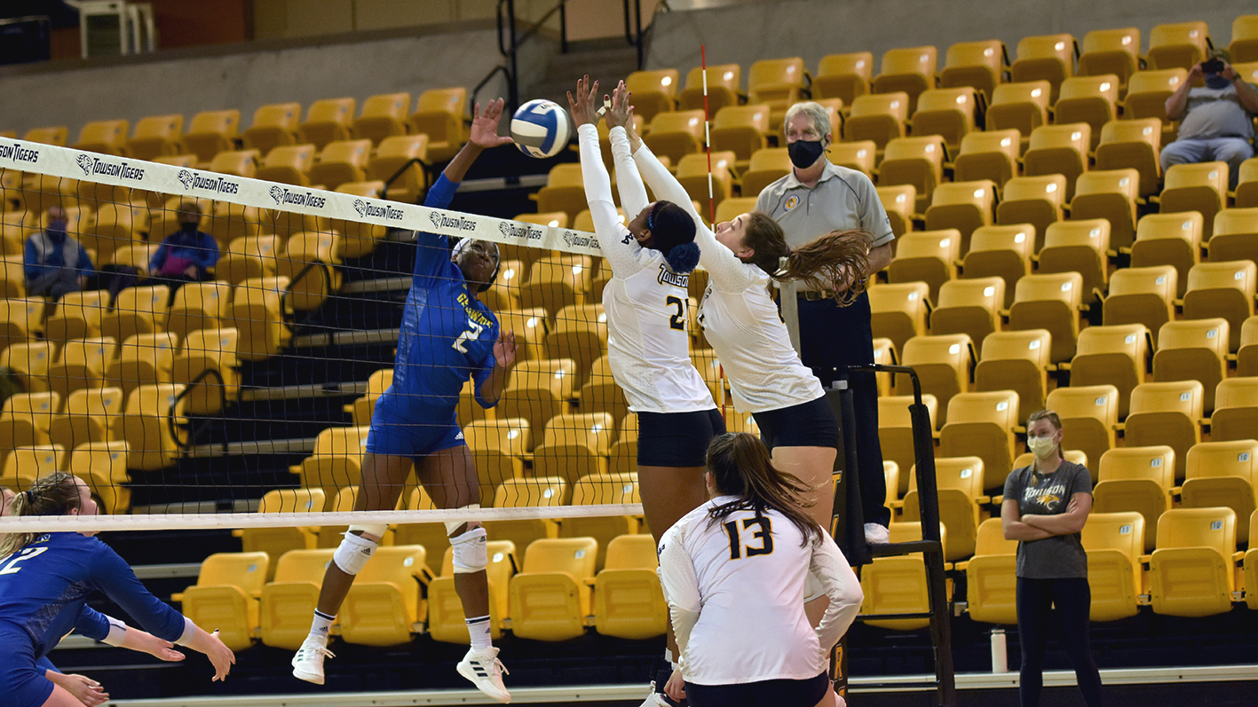 Volleyball Triumphs in Return to SECU Arena - Towson University Athletics