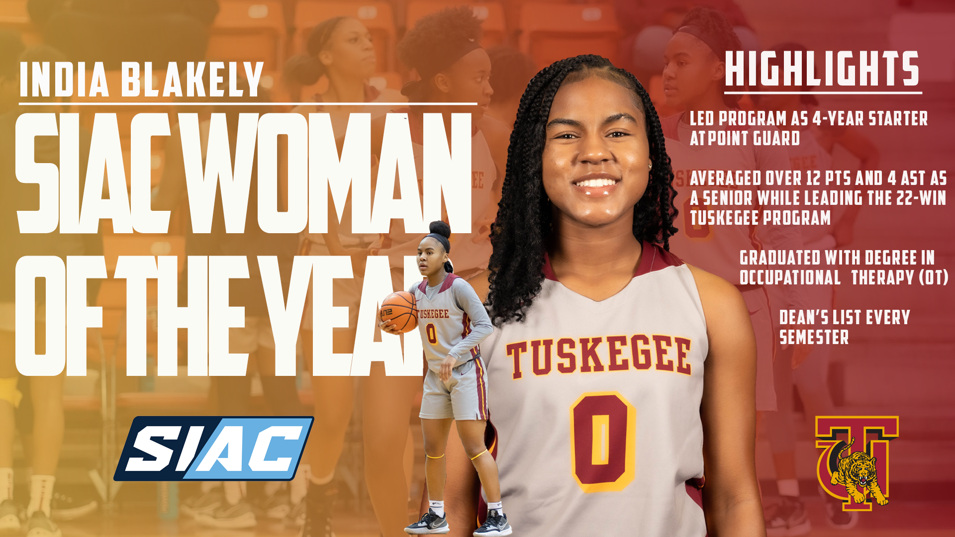 India Blakely Named SIAC Woman of the Year - Tuskegee University Athletics