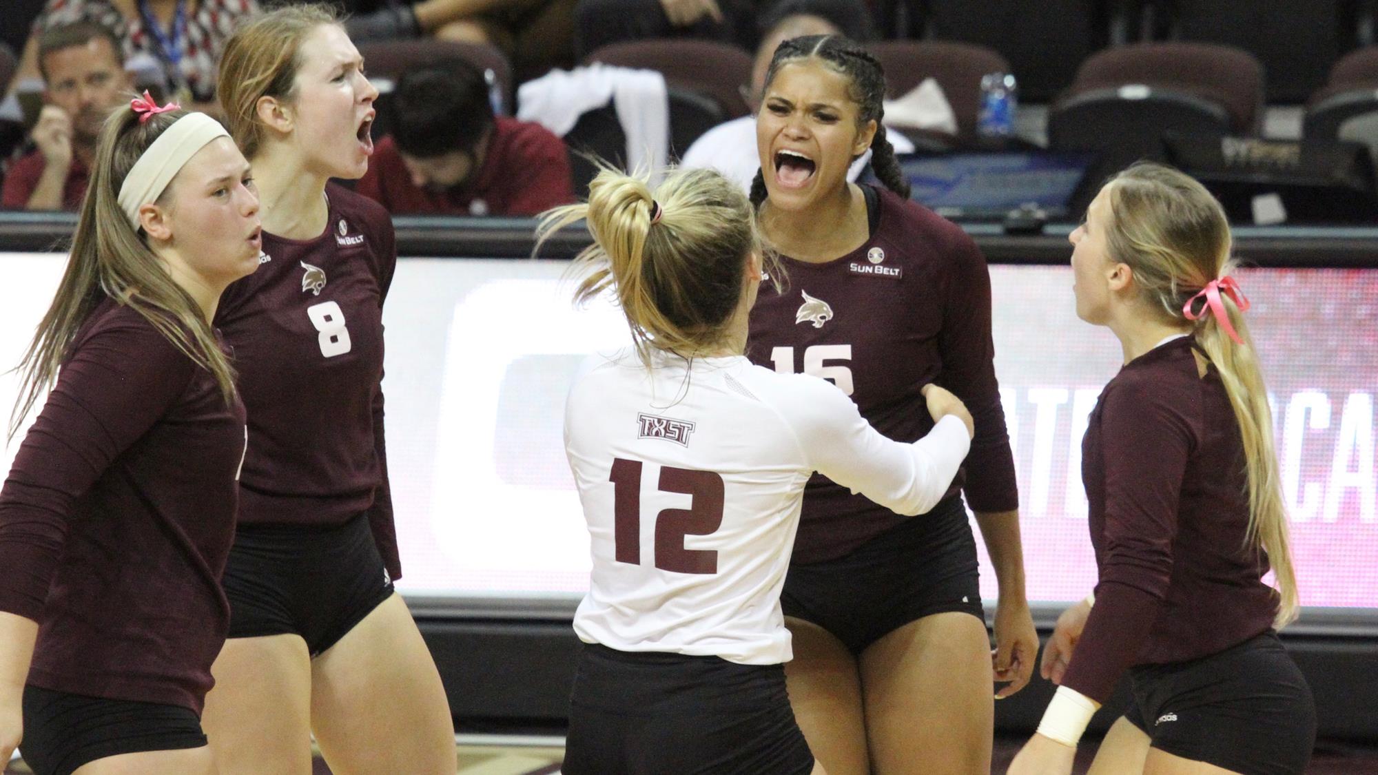 Resilient Bobcats top Mountaineers in five sets - Texas State Athletics
