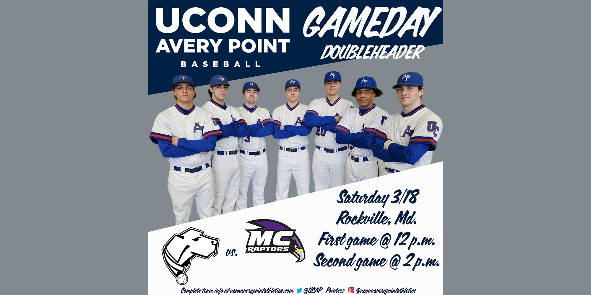 UCAP Baseball Plays a Doubleheader Against Montgomery College at 12 p.m. - UCONN Avery Point