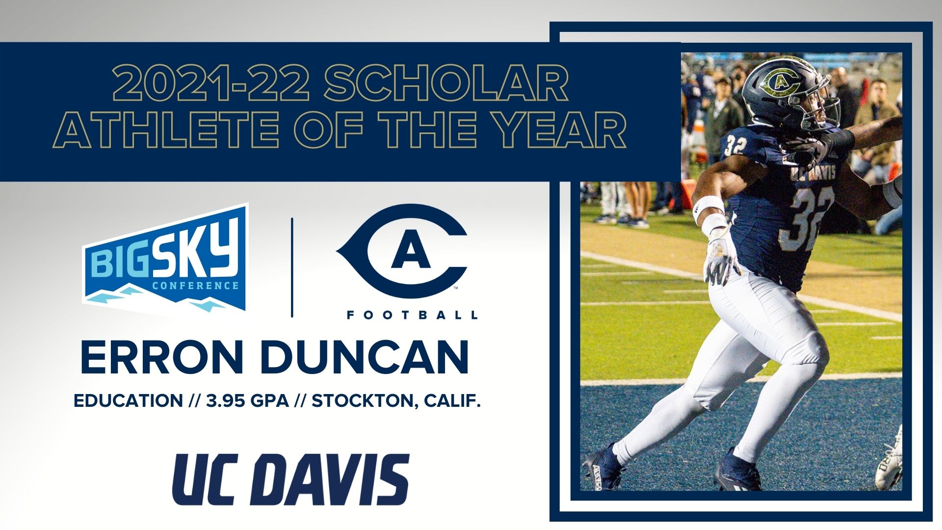 Erron Duncan Named UC Davis Big Sky Scholar-Athlete of the Year - UC ...
