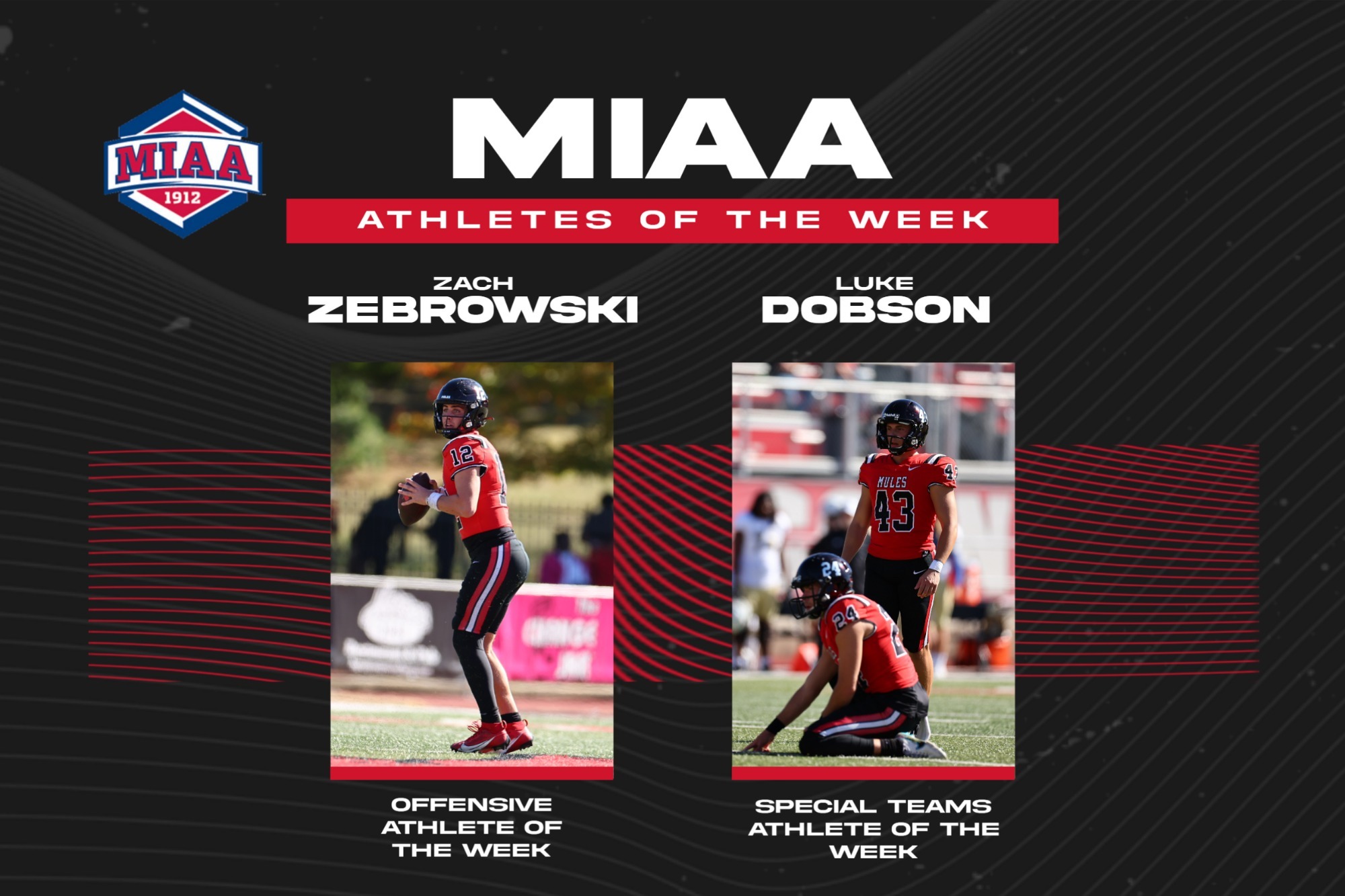 Zebrowski, Dobson Earn MIAA Football Athlete of the Week Honors ...